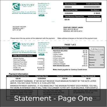 Century Credit Union - Credit Card Statement Design - LKCS